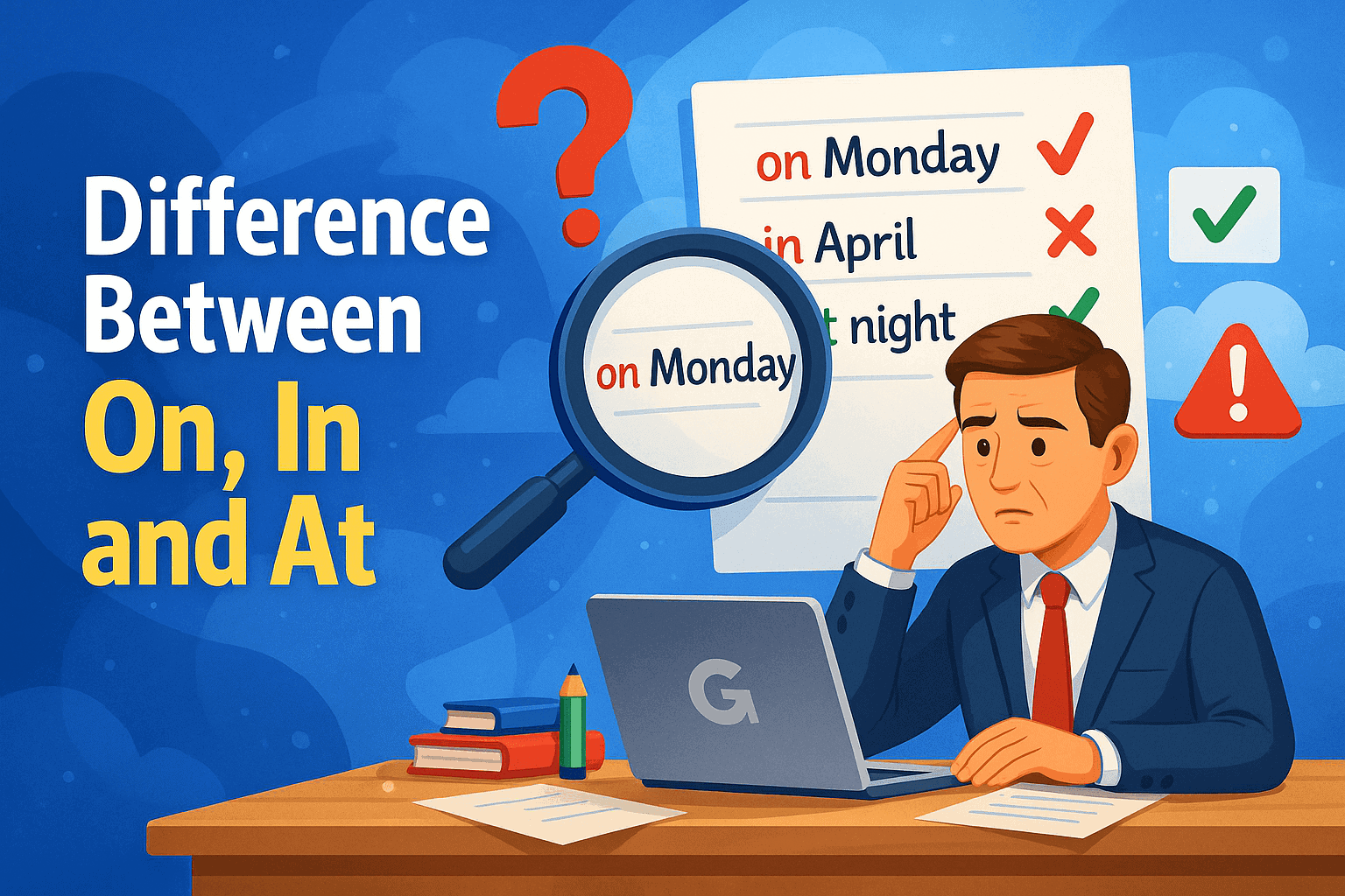 Difference Between On, In and At: Clear Rules & Easy Examples